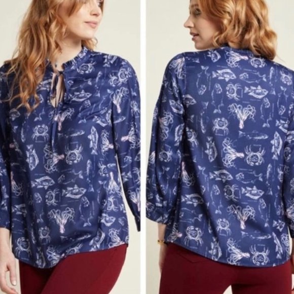 Modcloth | Tops | Modcloth Eccentric Bliss Blouse Shirt 2x | Poshmark